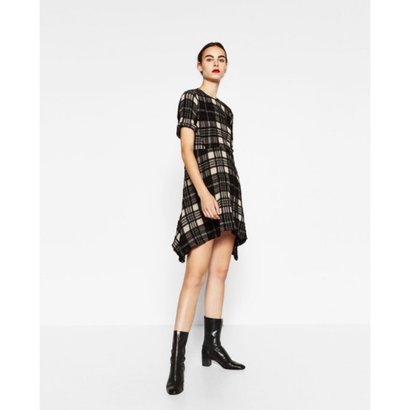 Zara | Dresses | Zara Check Wool Dress Brand New With Tags | Poshmark